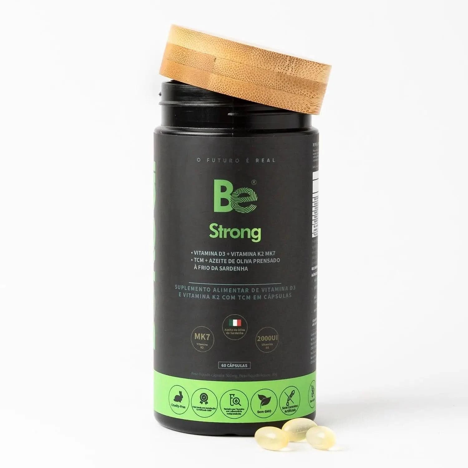 Vitamina D3 2000UI + K2 MK-7 – Be Strong 60 cápsulas – Be Real Suplementos